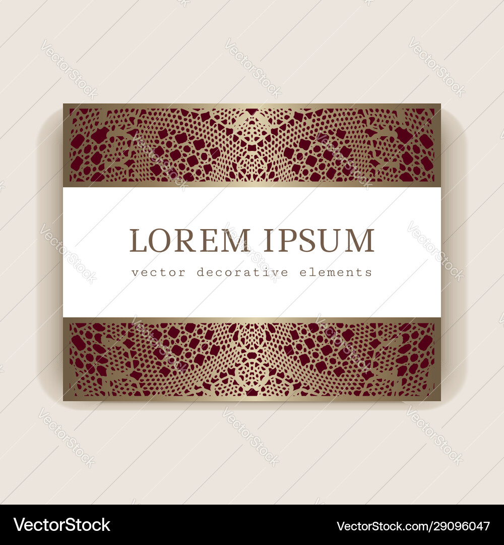 Business card with gold lace pattern Royalty Free Vector