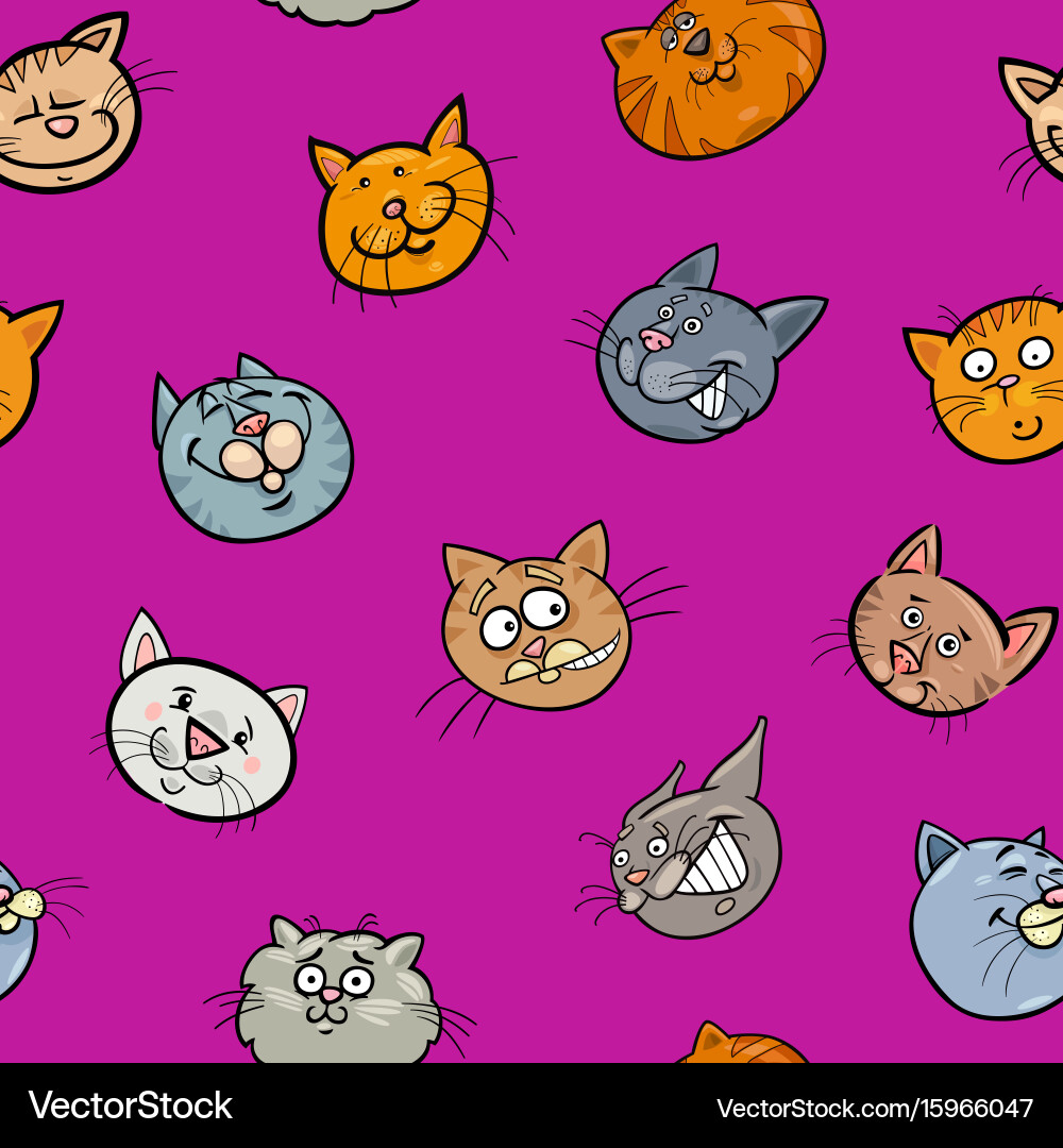 Cartoon wallpaper with cats Royalty Free Vector Image