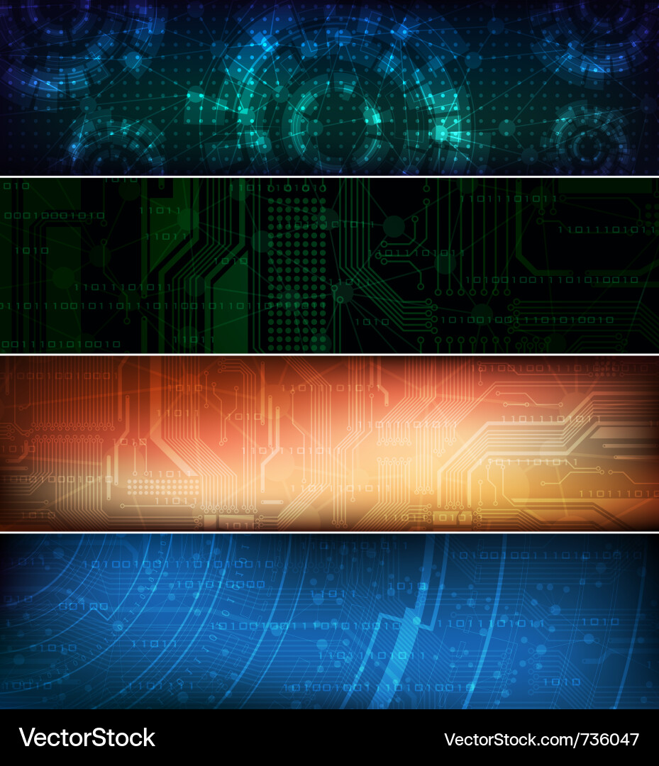 Digital Circuit Banners Royalty Free Vector Image