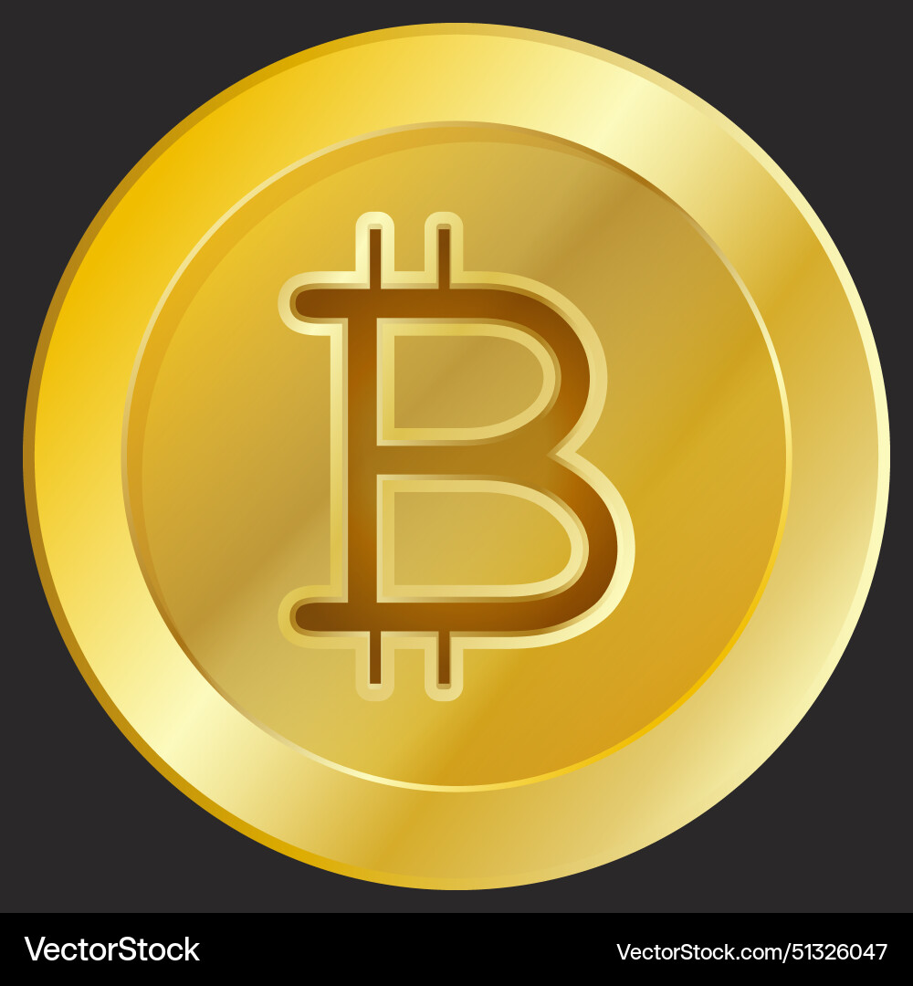 Gold coin with the bitcoin symbol Royalty Free Vector Image