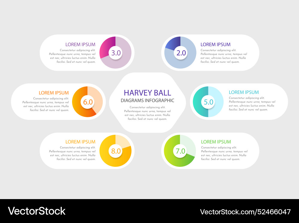 Gradient harvey ball diagrams infographic Vector Image