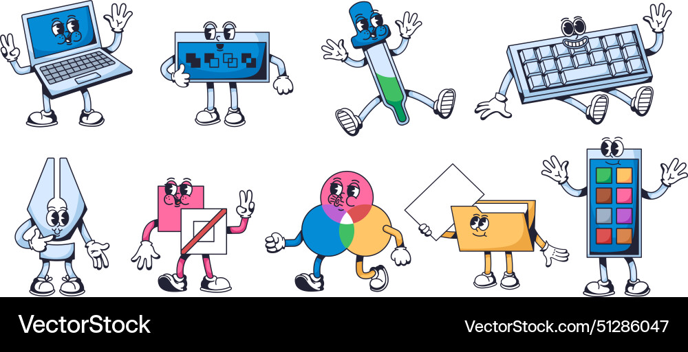 Graphic design mascots creative tools for digital Vector Image