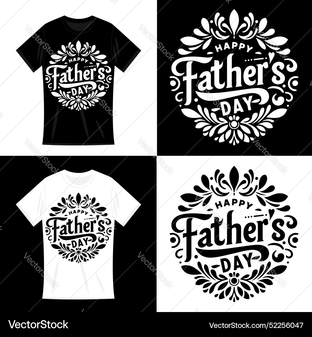 Happy Fathers Day Typography Calligraphy T Shirt Vector Image