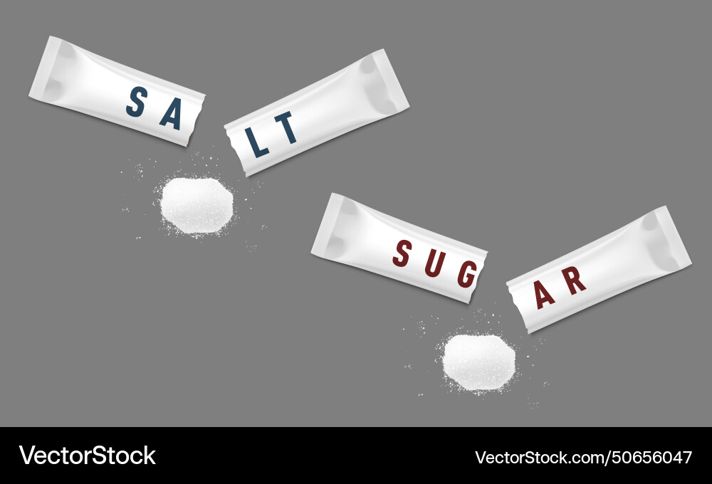 Open stick pack with some granulated product Vector Image