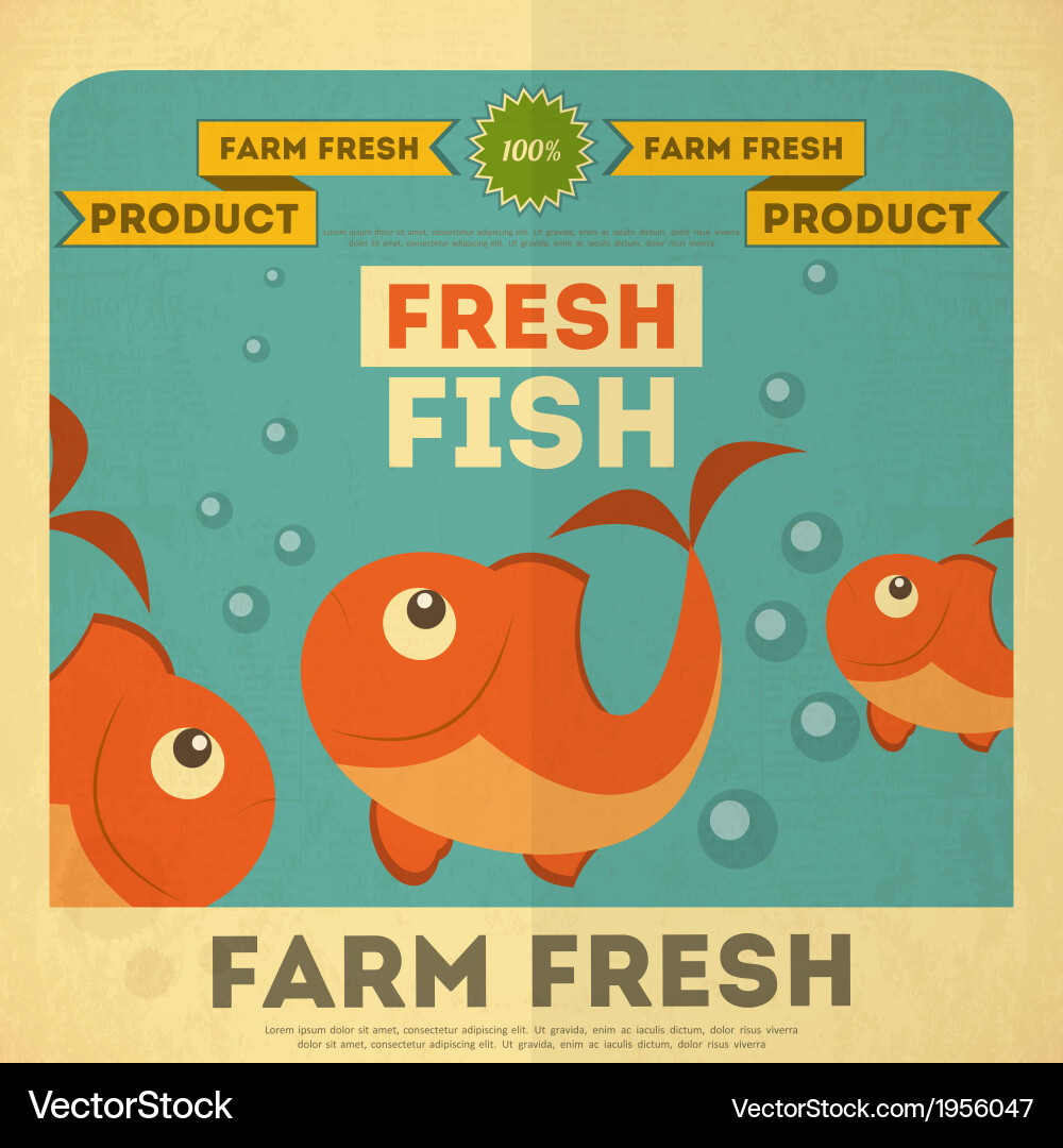 Retro Fresh Fish Poster Royalty Free Vector Image