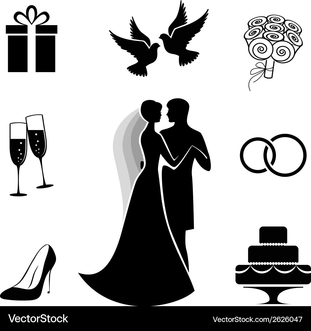 Wedding icon collection isolated on white Vector Image
