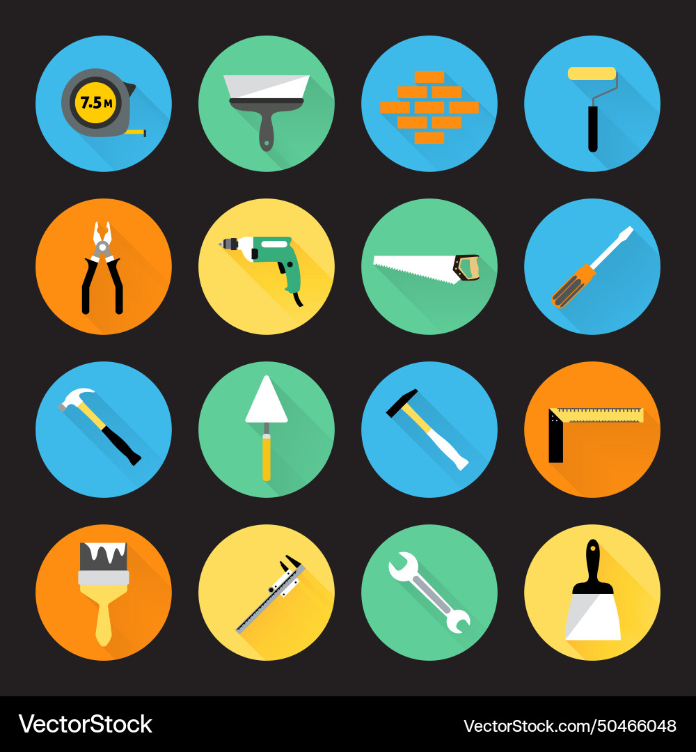 Builder instruments icons Royalty Free Vector Image
