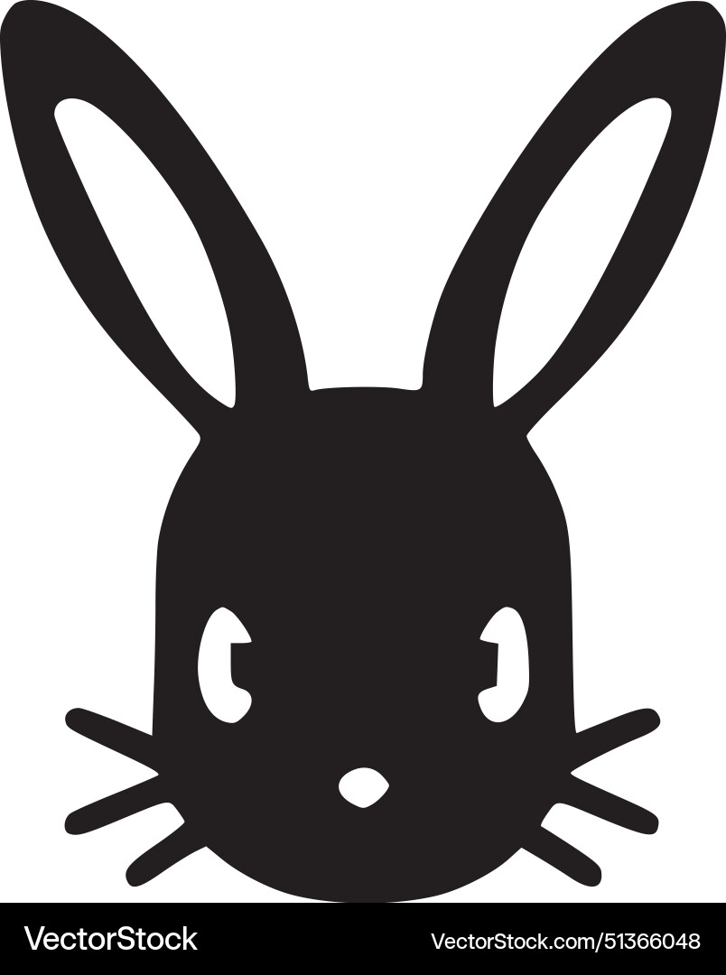 Bunny face - black and white isolated icon Vector Image