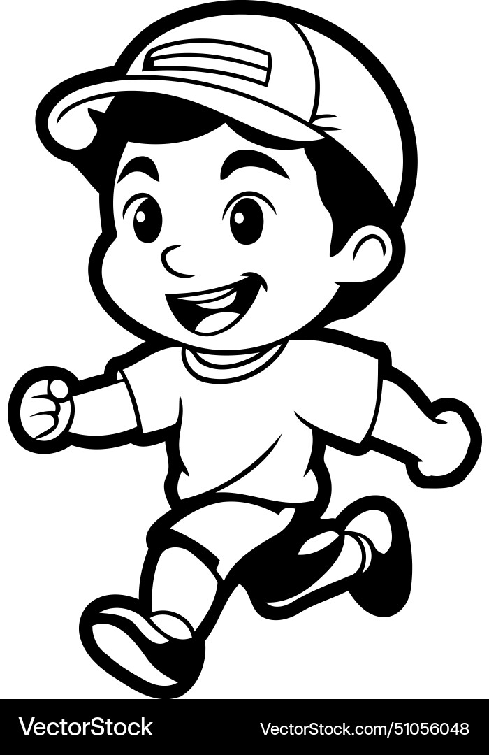 Cartoon boy running isolated on white background Vector Image