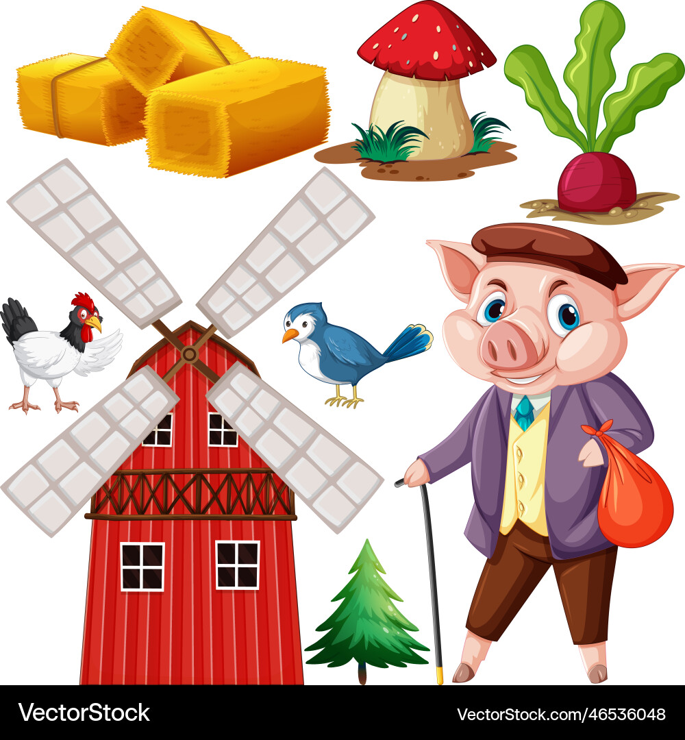 Farm objects and elements set Royalty Free Vector Image