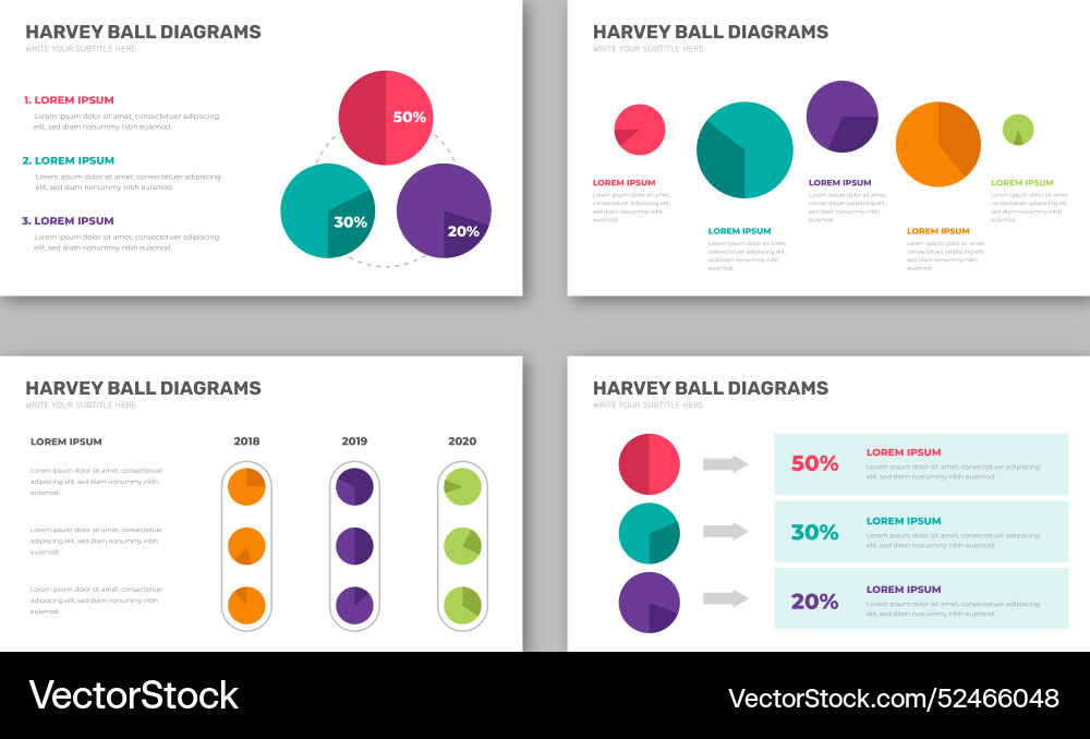 Flat design harvey ball diagrams infographic Vector Image