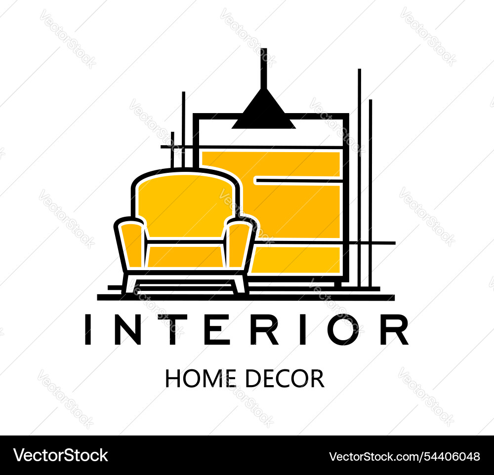 Home interior icon isolated linear emblem Vector Image