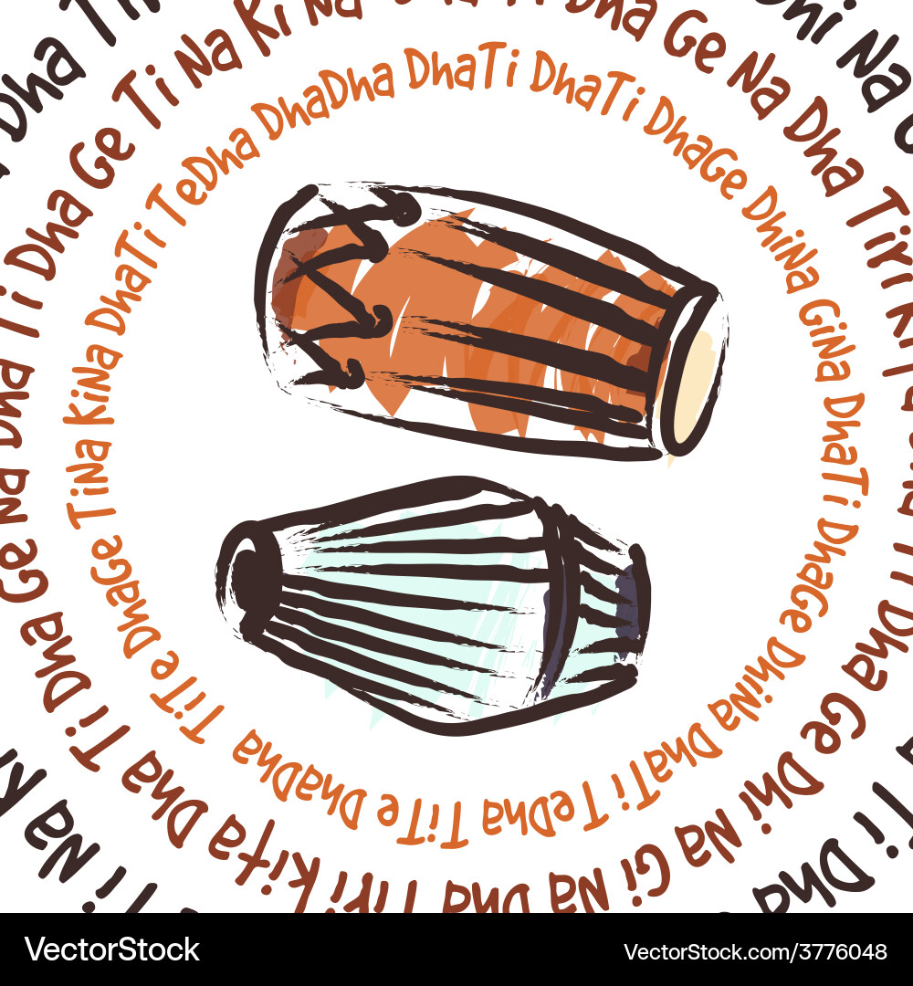 Indian musical instruments - dholak and mridanga Vector Image