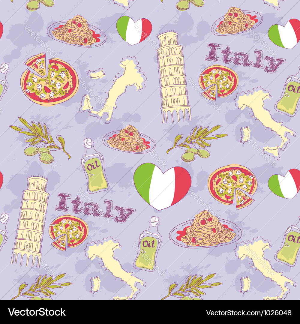 Italy travel grunge seamless pattern Royalty Free Vector
