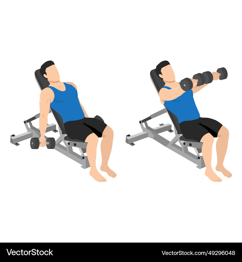 Man doing front incline dumbbell raise exercise Vector Image