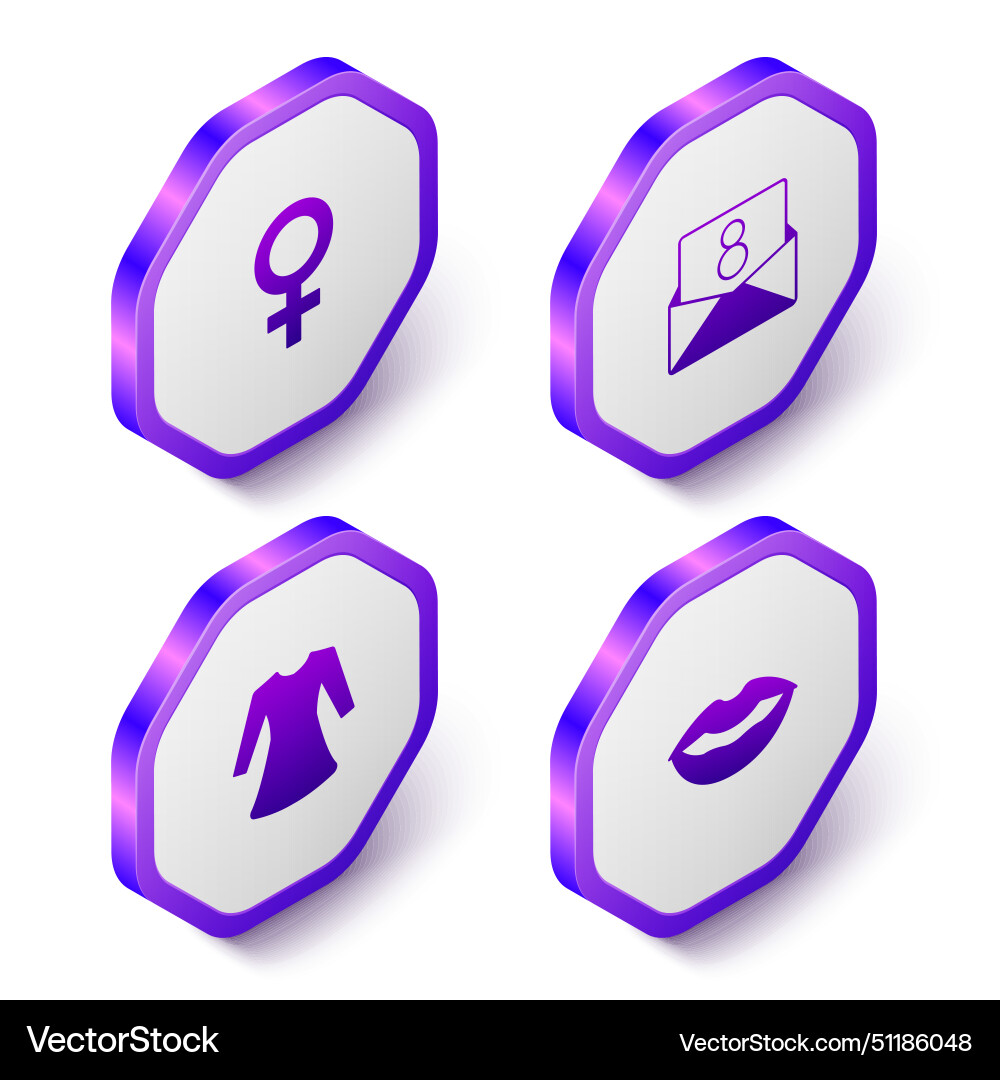 Set isometric female gender symbol envelope Vector Image