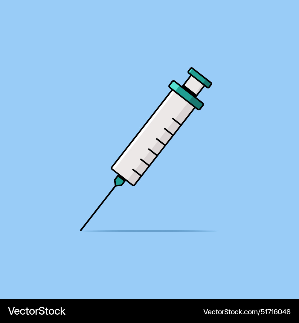 Syringe needle inject icon flat graphic Royalty Free Vector