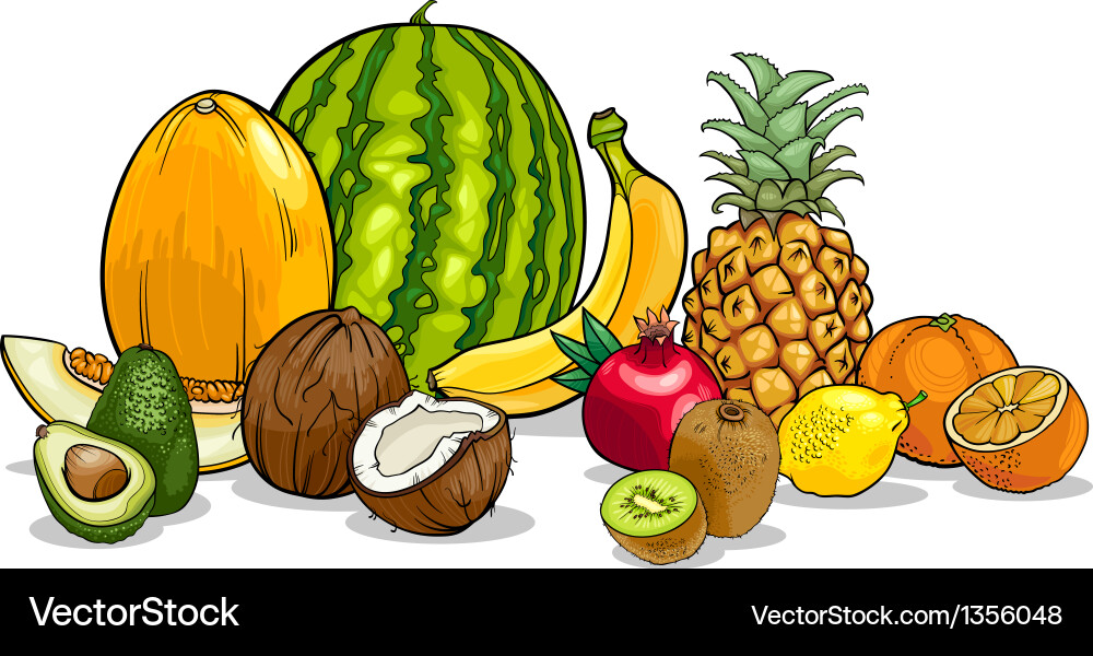 Tropical fruits cartoon Royalty Free Vector Image
