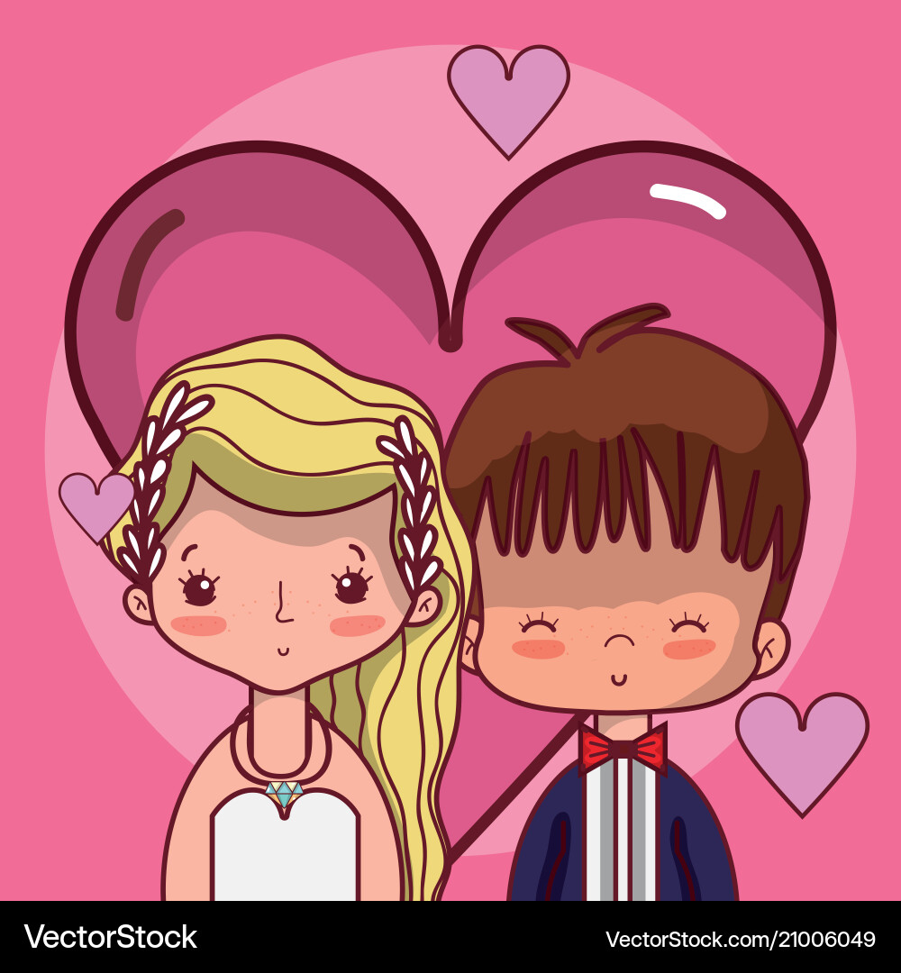 Beautiful wedding couple cartoon Royalty Free Vector Image