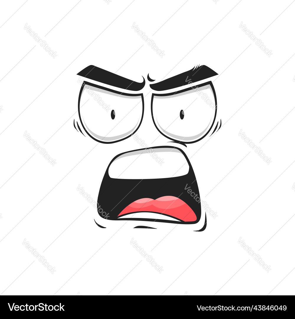 Cartoon angry shout face yelling or scream Vector Image
