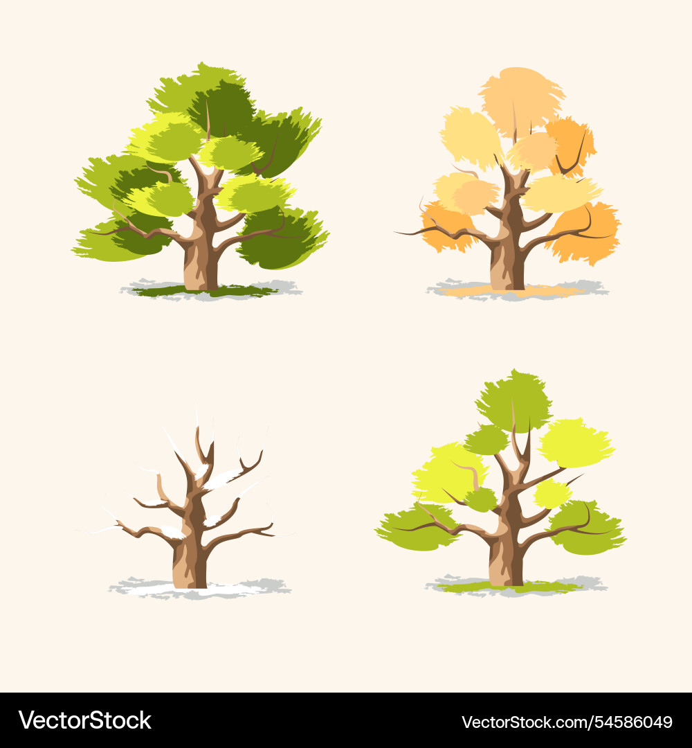 Cartoon color different four seasons tree set Vector Image