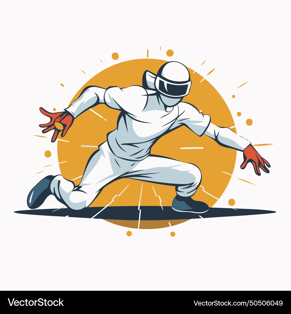 Cricket player running with bat and helmet Vector Image
