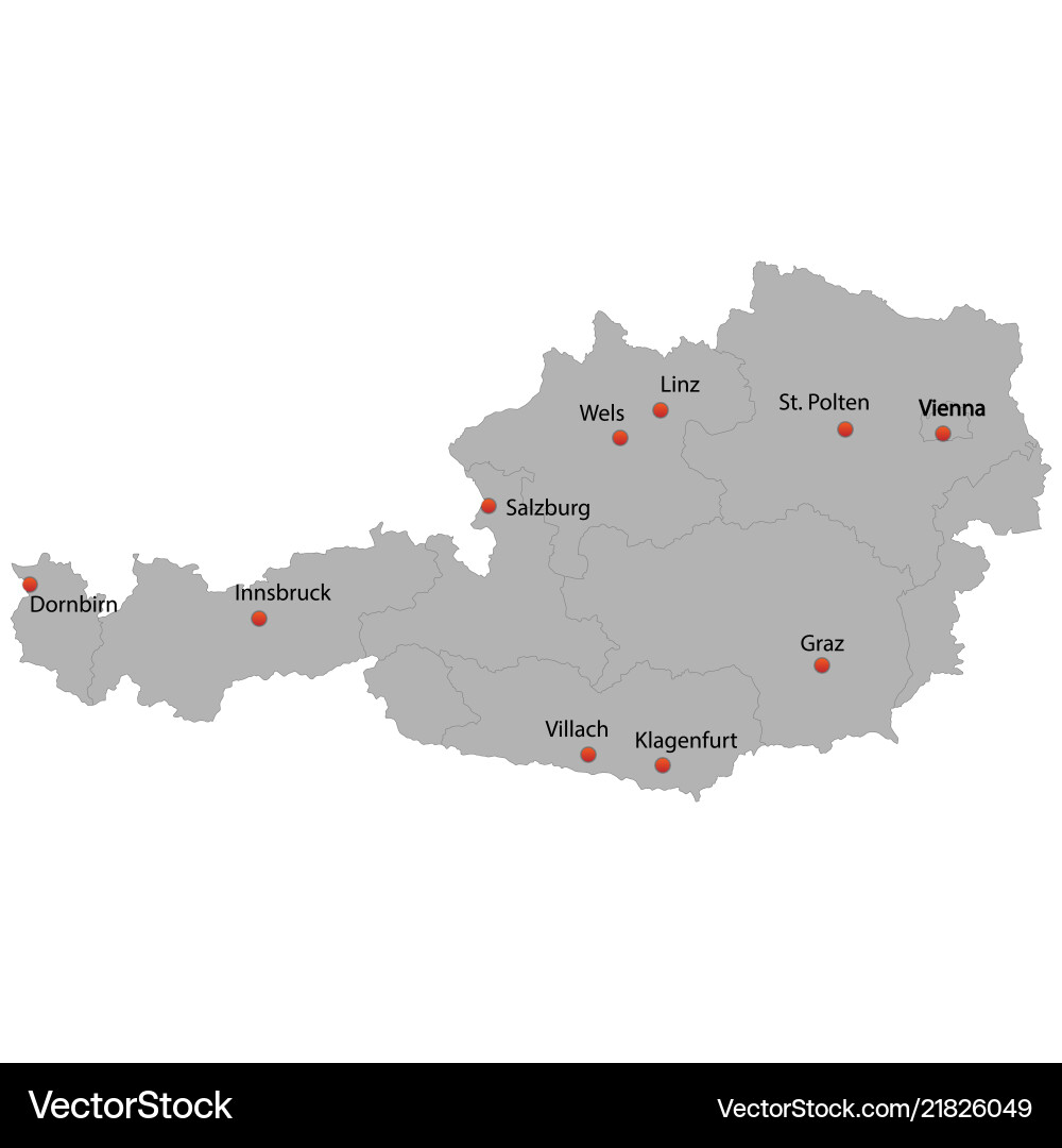 Detailed map of the austria Royalty Free Vector Image