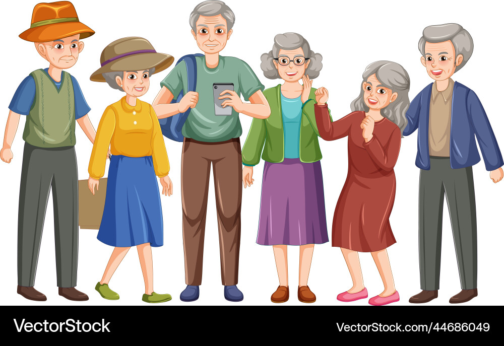 Happy senior people group Royalty Free Vector Image