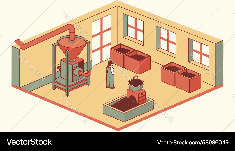 Isometric Industrial Processing Facility Vector Image