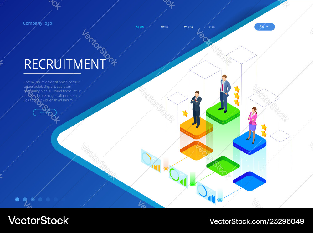 Isometric online job search and human resource Vector Image