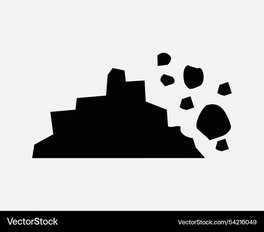 Landslide icon avalanche earthquake rubble rocks Vector Image
