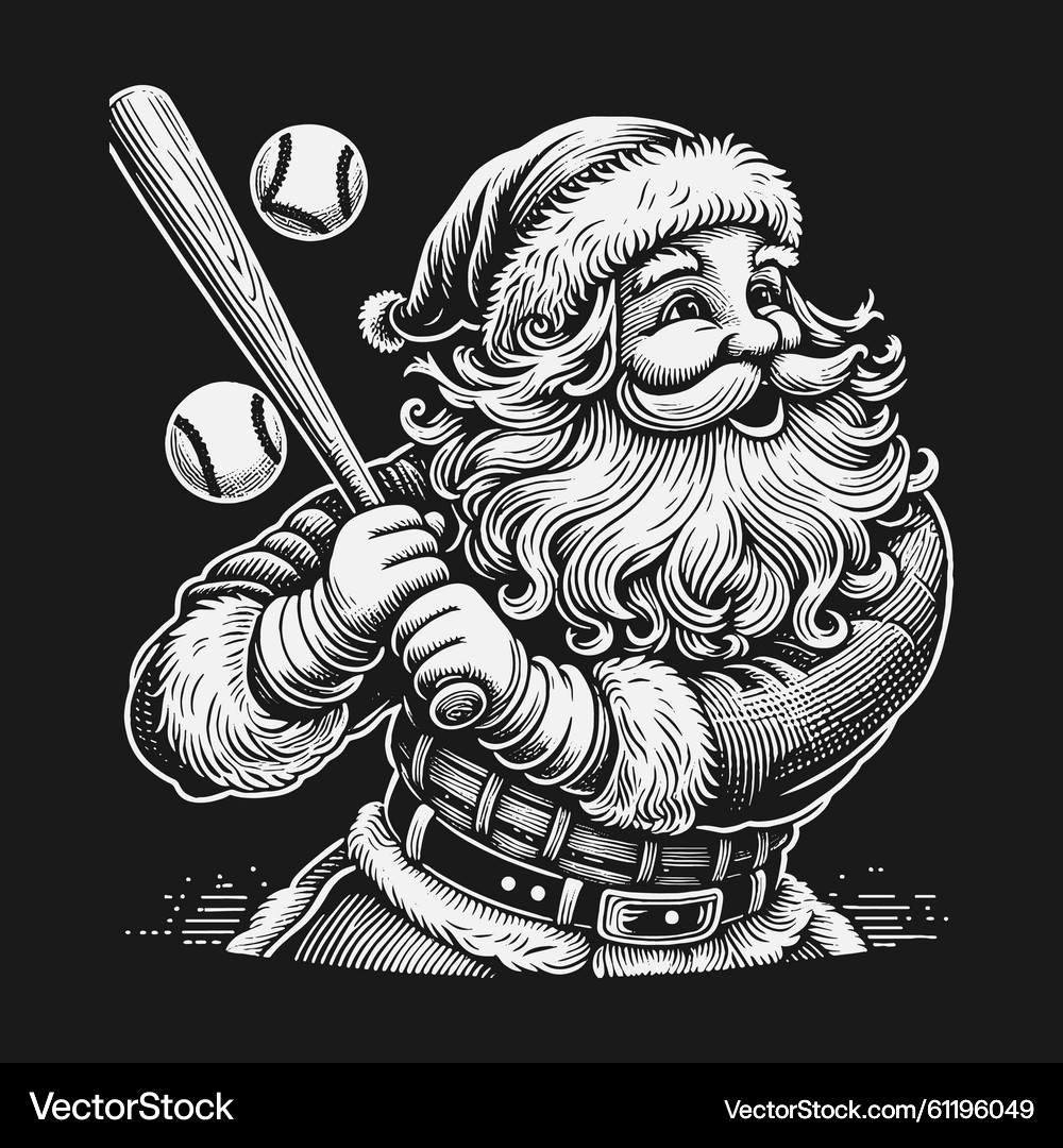 Santa Playing Baseball - Christmas – Royalty-Free Vector | VectorStock