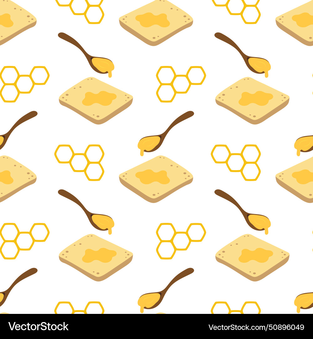 Toast with honey seamless pattern Royalty Free Vector Image