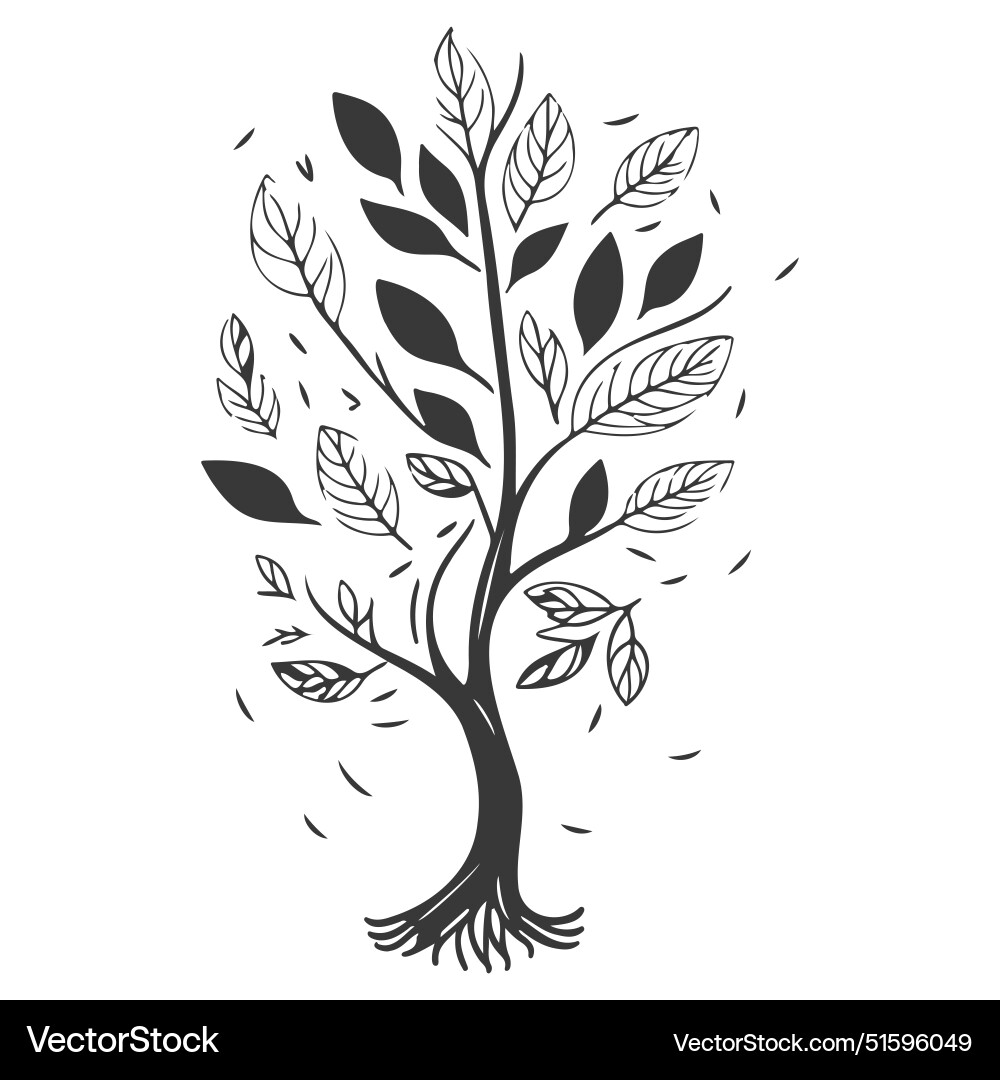 Tree half spring autumn floral grey Royalty Free Vector