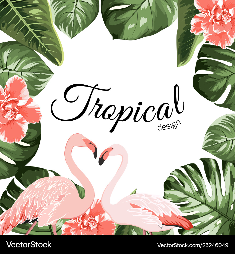 Tropical event invitation card template Royalty Free Vector