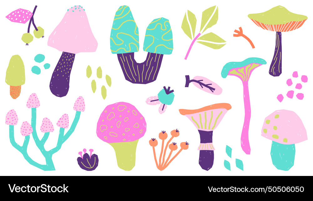 Abstract hand draw textures nature elements Vector Image
