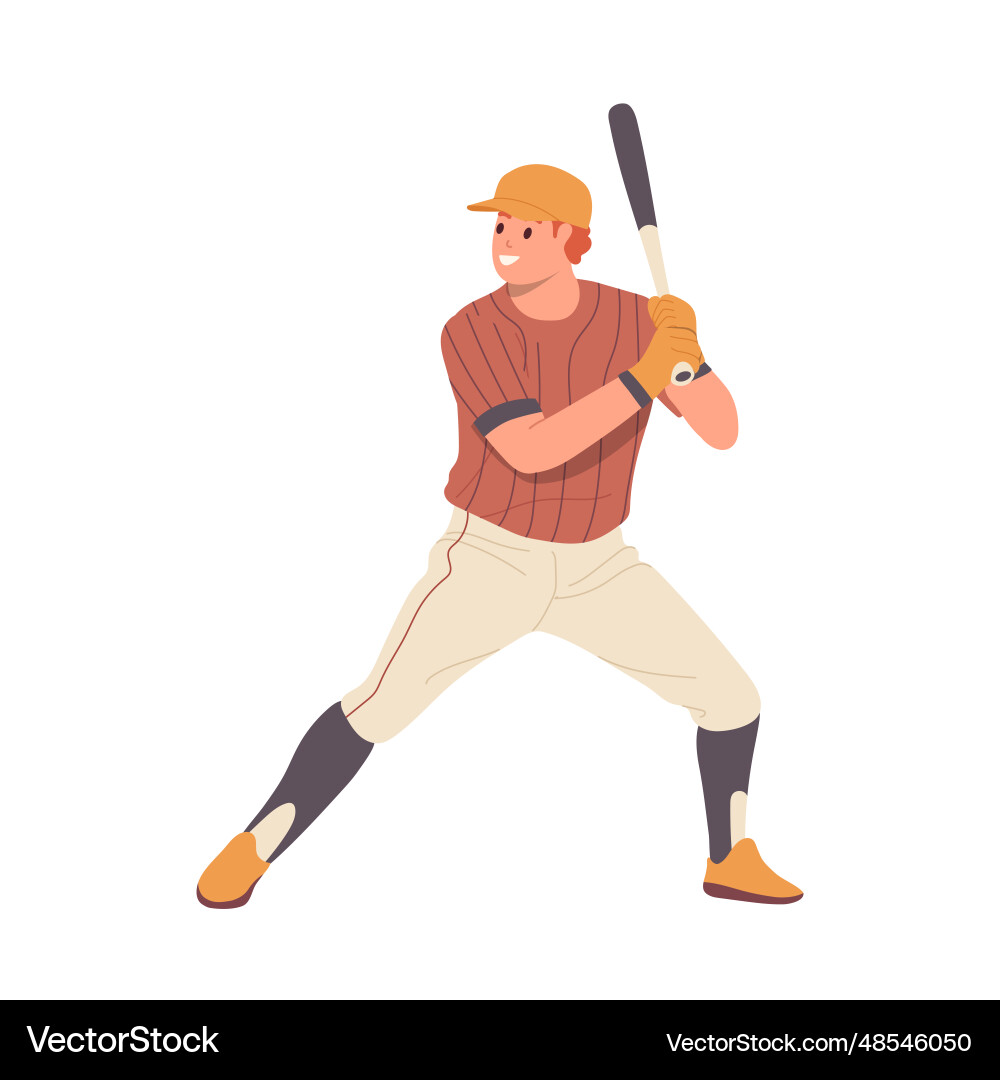 Baseball player wearing uniform holding bat Vector Image