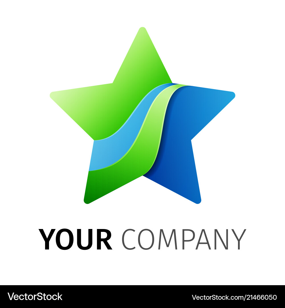 Five point star logo design ribbon Royalty Free Vector Image