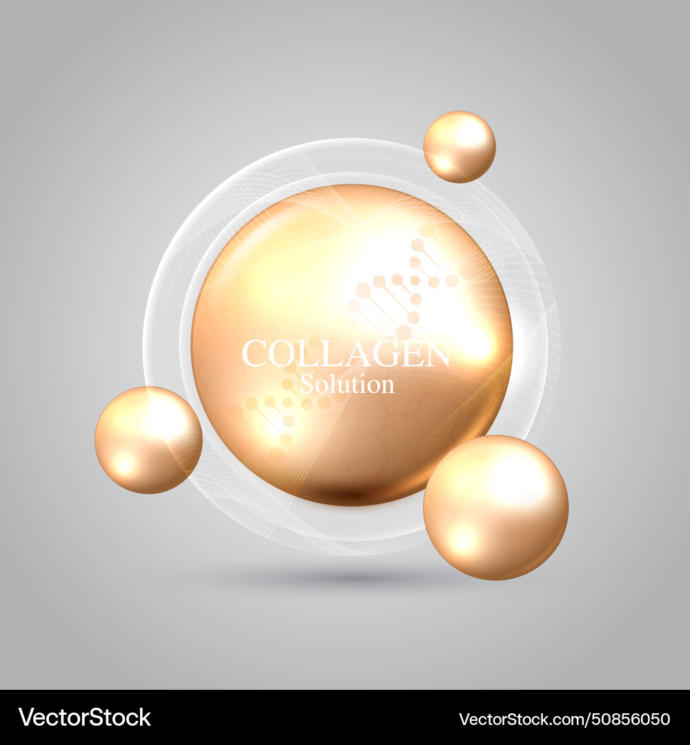 Gold collagen solution and dna vitamin Royalty Free Vector