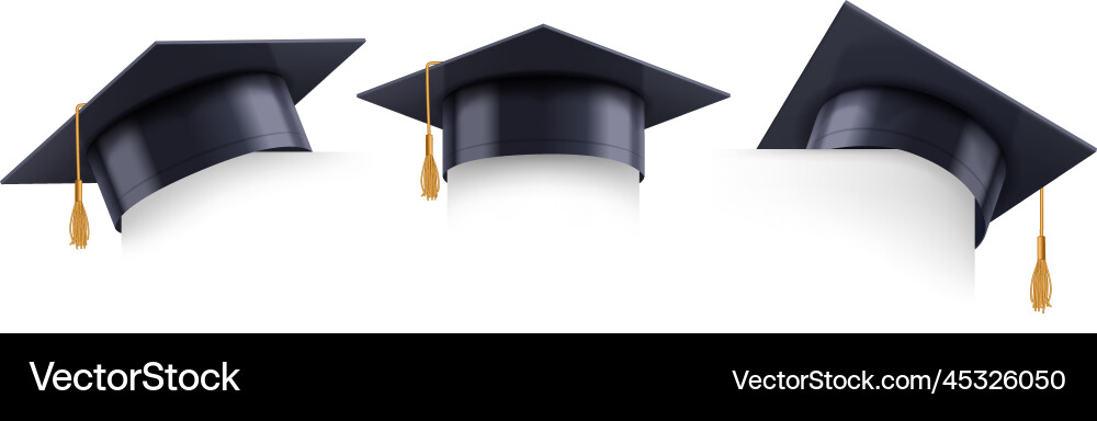 Graduation cap corner graduate student hat border Vector Image