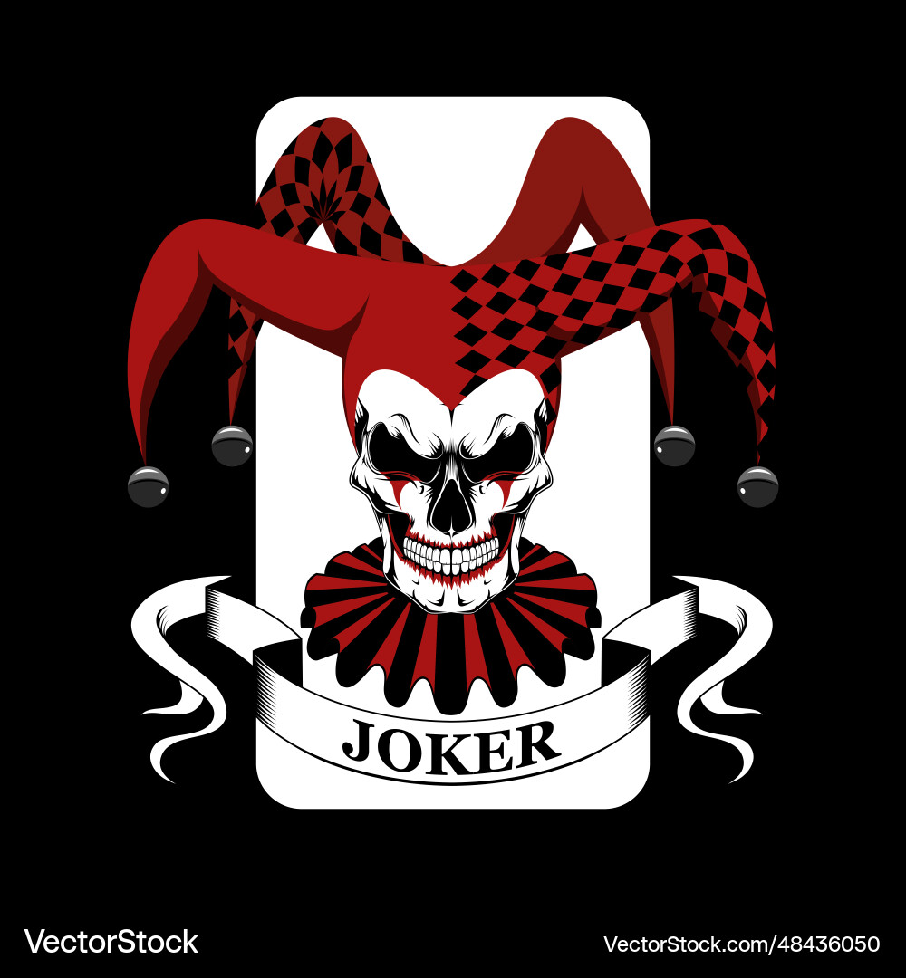 Joker Skull with Bell Hat Royalty Free Vector Image