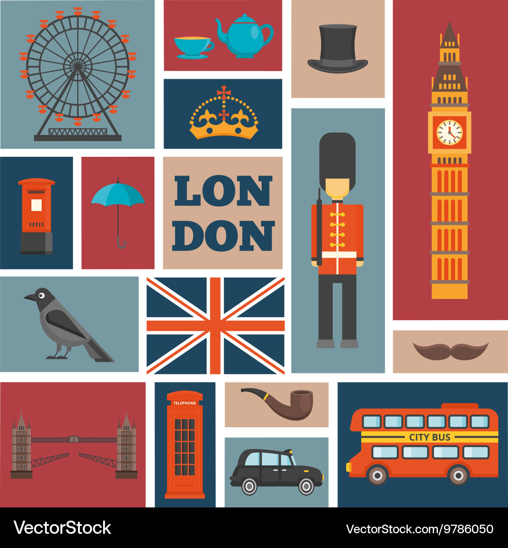 London square icon set Royalty Free Vector Image