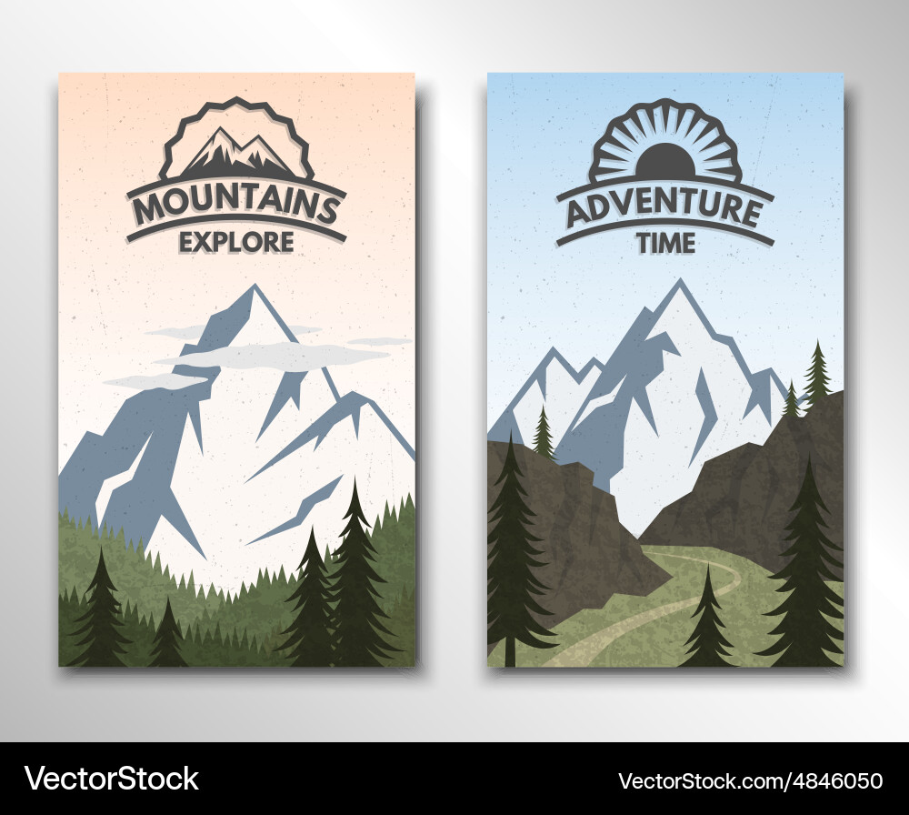 Mountain Tourism Banners Royalty Free Vector Image