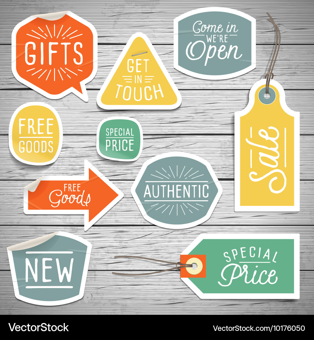 Slogans stickers for retail Royalty Free Vector Image