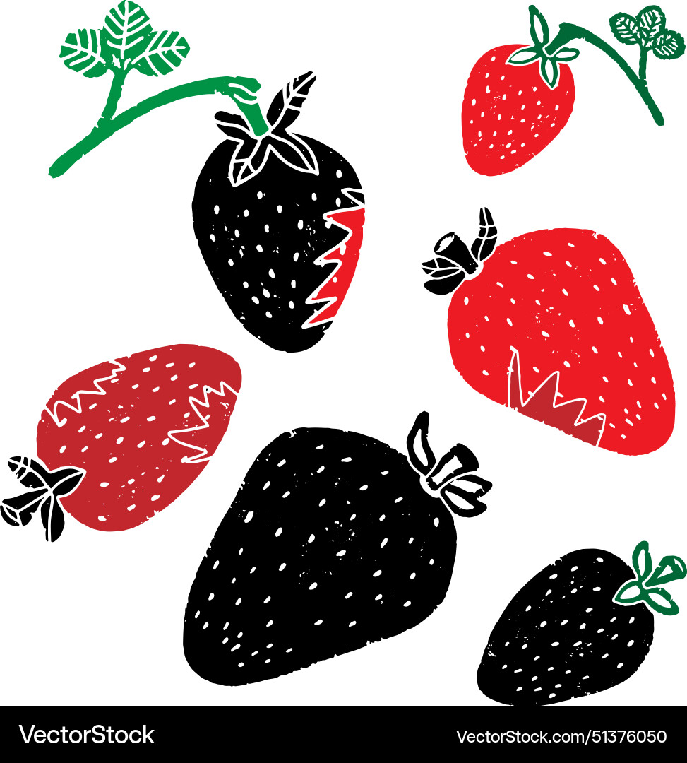 Strawberry graphic texture elements set collection