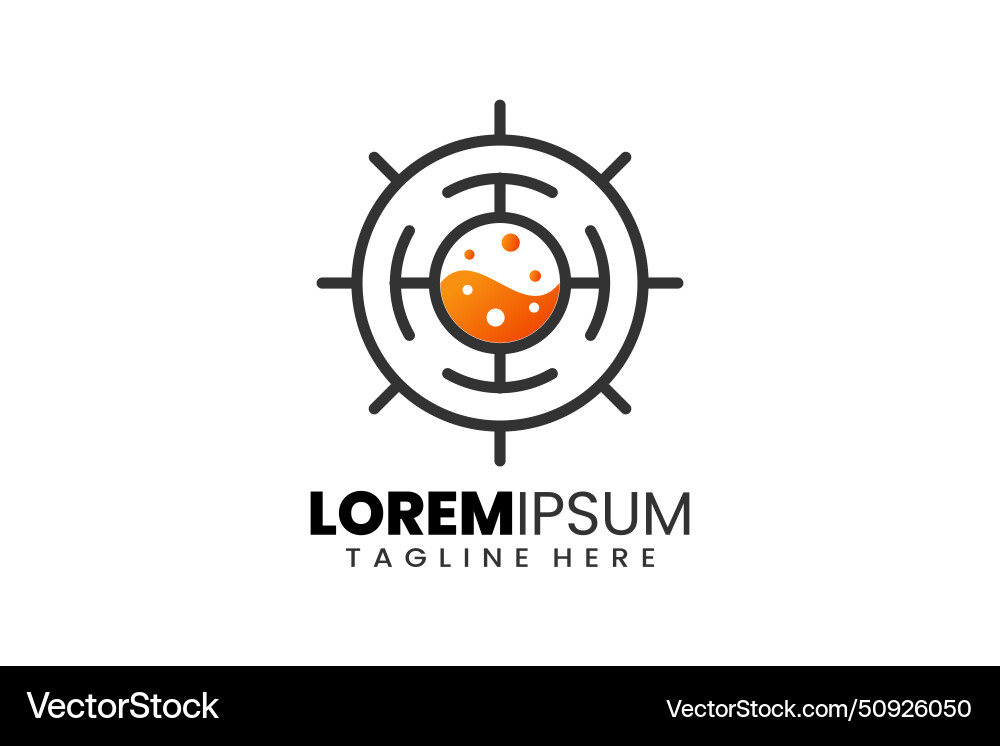 Unique shoot target goal with orange liquid logo Vector Image