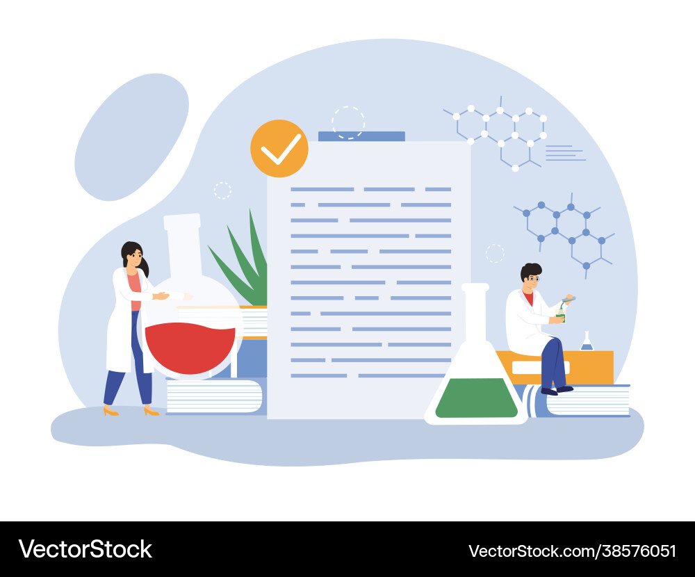 Characters doing scientific research mixing Vector Image