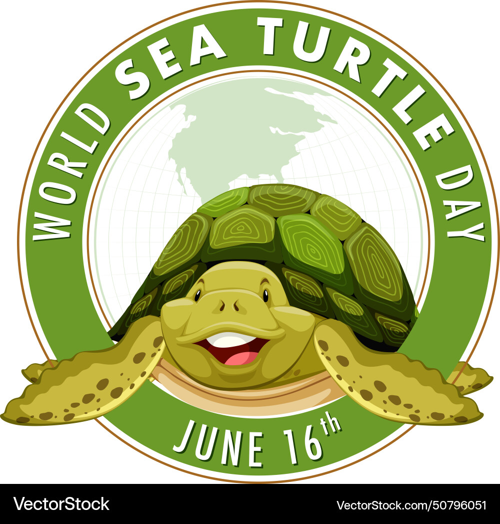 Cheerful turtle celebrating environmental Vector Image