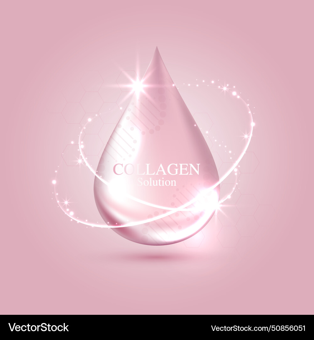 Collagen solution and dna on a pink background Vector Image