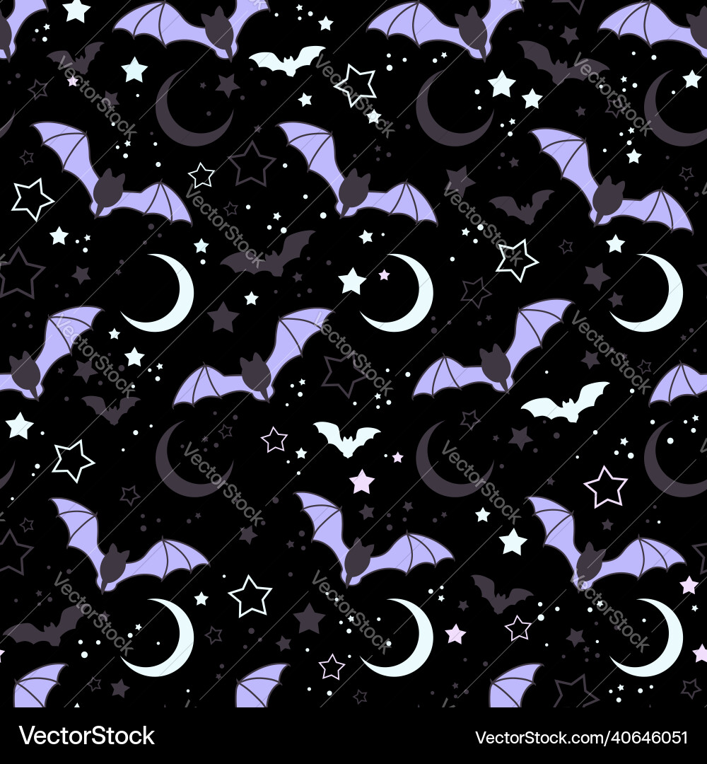 Cute seamless pattern of bats on the background Vector Image
